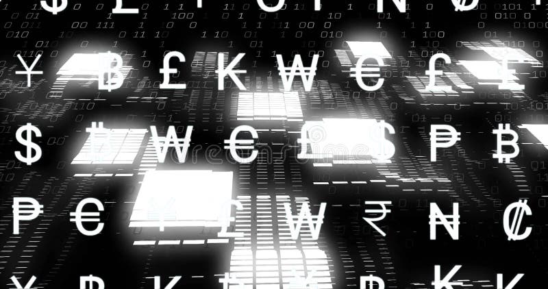 Animation of Currency Symbols and Financial Data Processing Stock Video ...