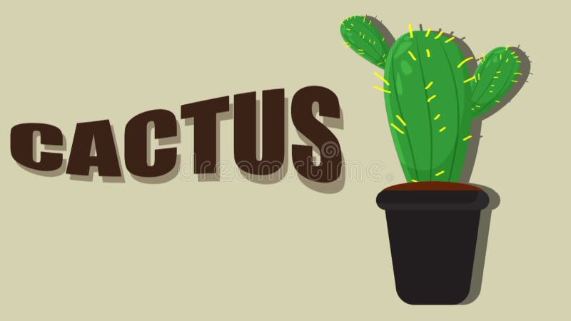 Animation Cute Cactus Nature Concept, Green Screen Background. Stock ...