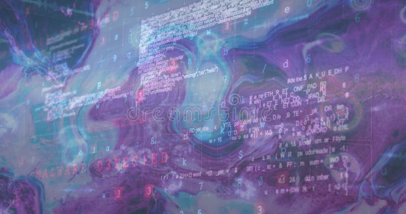 Animation of Cyber Attack Warning and Data Processing Over Moving Background Stock Footage ...