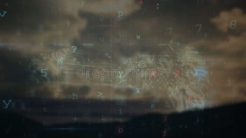 Animation of Cyber Security Data Processing and Icons Against Dark ... Animation of Cyber Security Data Processing and Icons Against Dark ...