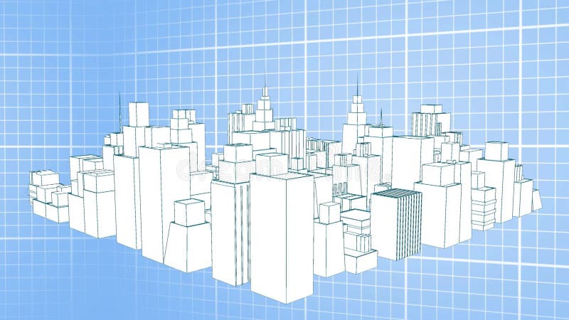 Animation of 3d Architecture City Drawing Moving with Scope Scanning ...