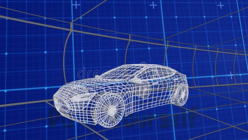 Animation of 3d Car Drawing Driving Over Grid Stock Footage - Video of ...