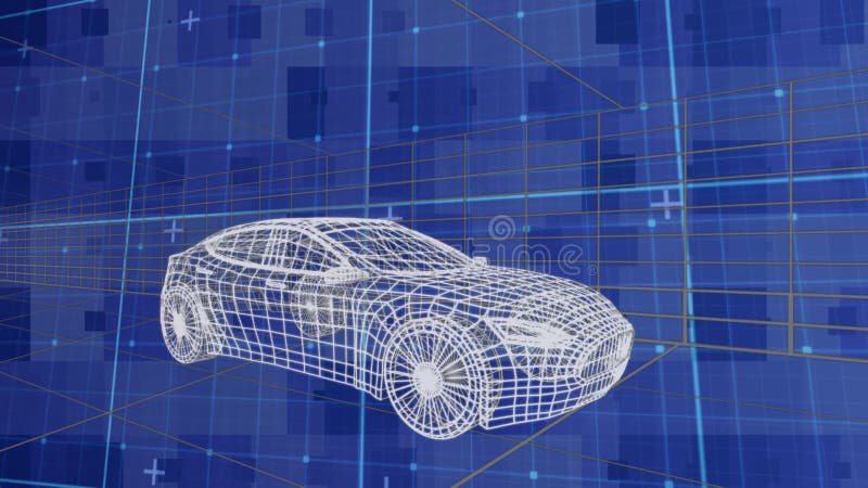 Animation of 3d Car Drawing Driving Over Grid Stock Footage - Video of ...