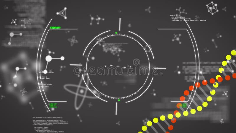 Animation of a Double Helix DNA Strand Rotating Over Molecules Floating ...