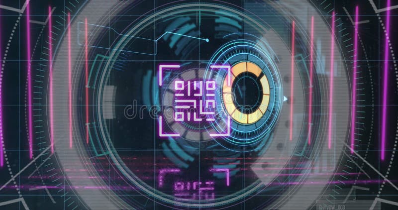 Animation of 3d Human Head, Barcode, Data Scanning, Hud Processing on ...