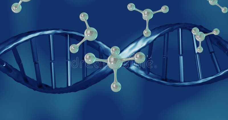 Animation of 3d Micro of Molecules and Dna Strands on Blue Background ...