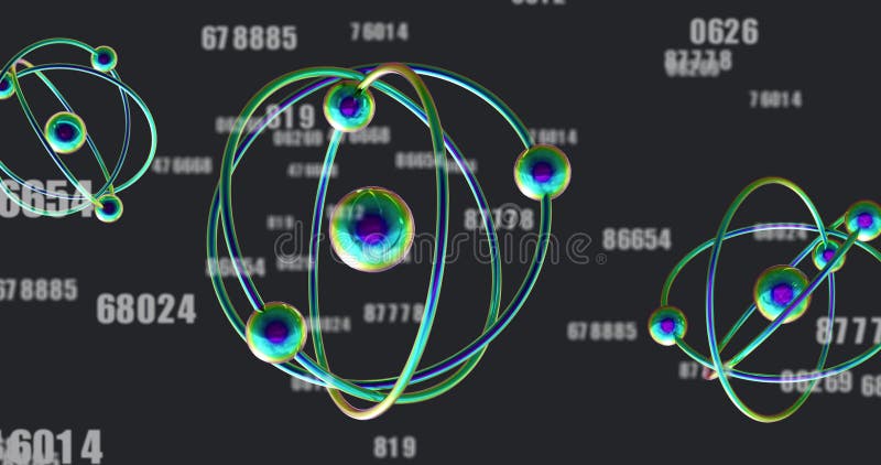 Animation of 3d Micro of Molecules and Numbers on Black Background ...