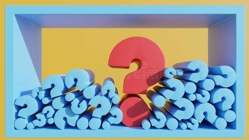 3d Animation Blue Question Marks are Falling in a Blue Box. 3d Render ... 3d Animation Blue Question Marks are Falling in a Blue Box. 3d Render ...