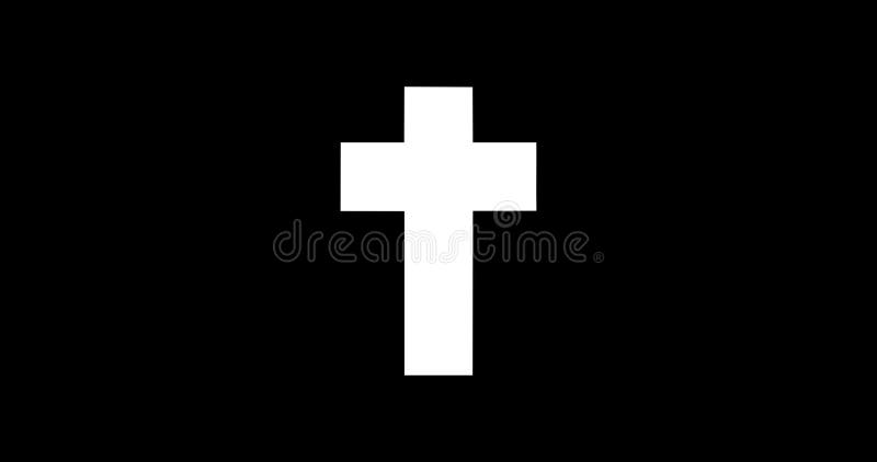 Christian 3d White Cross Symbol Rotating on the Green with Light ...