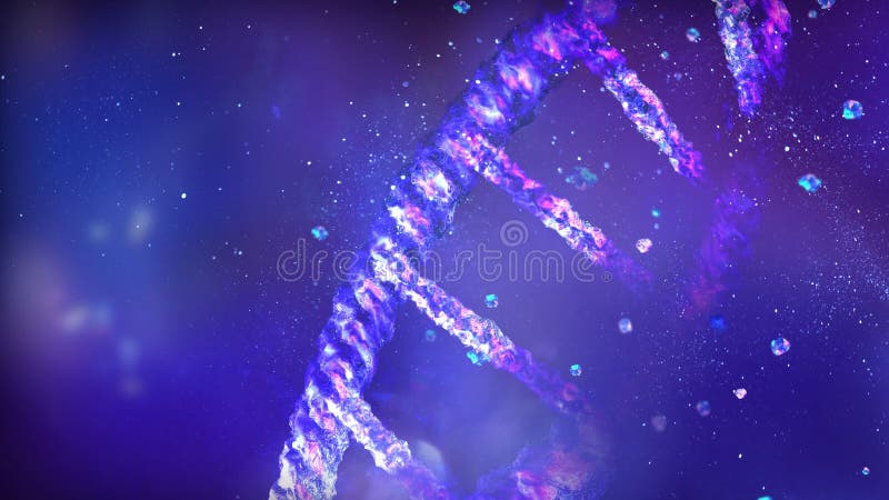 Damaged DNA Strand Model in Three-dimensional Space. Stock Footage ...