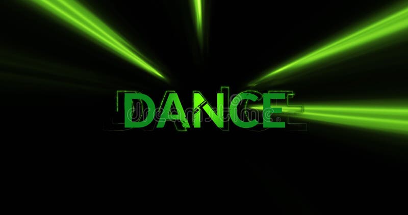 Animation of Dance Text Over Neon Light Trails on Black Background ...