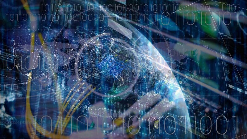 Animation of Data Connections and Computer Server with Wires Stock ...