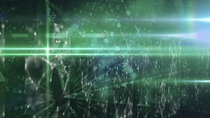 Animation of Data, Lights and Connections in Black Digital Space Stock ...