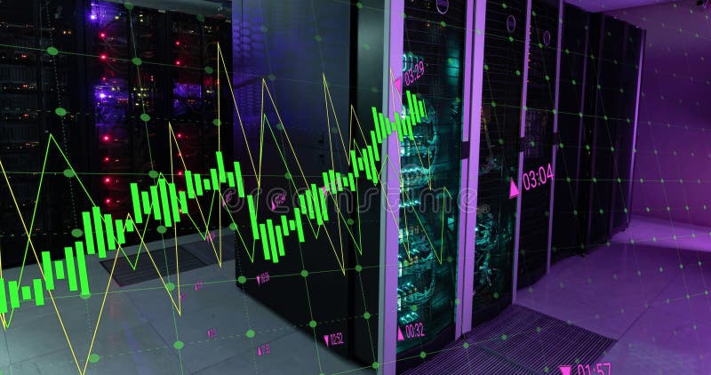 Animation of Data Processing Against Computer Server Room Stock Footage - Video of concept, icon ...
