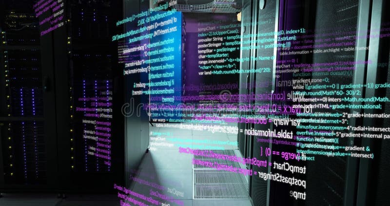 Animation of Data Processing Against Empty Computer Server Room Stock Footage - Video of empty ...