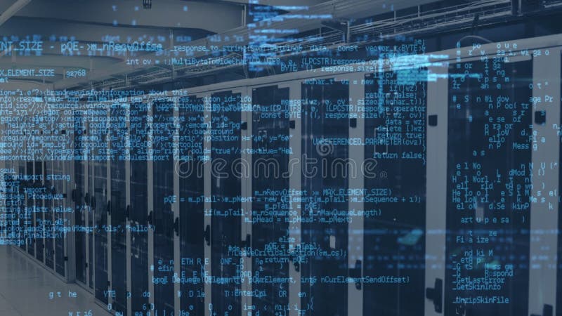 Animation Of Data Processing Against Empty Computer Server Room Stock Footage Video Of Empty