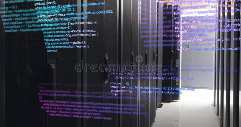 Animation of Data Processing Against Empty Computer Server Room Stock Video - Video of business ...