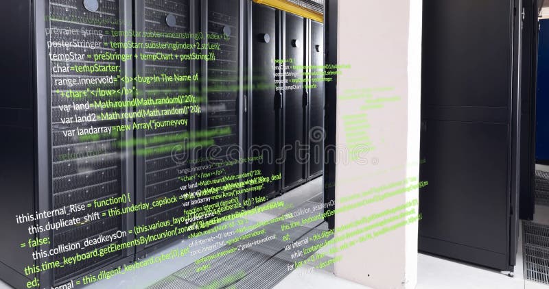 Animation Of Data Processing Against Empty Computer Server Room Stock Video Video Of Animation