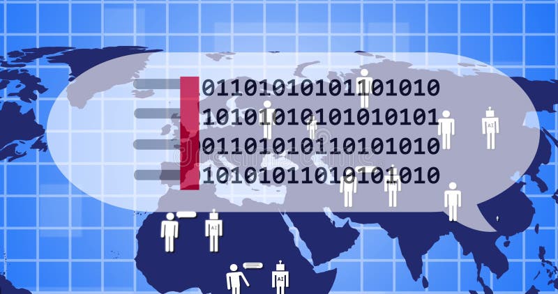Animation Of Data Processing Binary Coding Over World Map And Grid Stock Footage Video Of