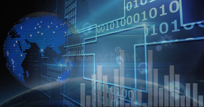 Animation Of Data Processing And Binary Coding On Screen Over Planet Earth Stock Footage Video