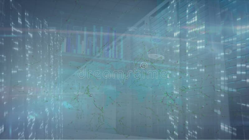 Animation of Data Processing with Charts and Graph in Server Room Stock ...