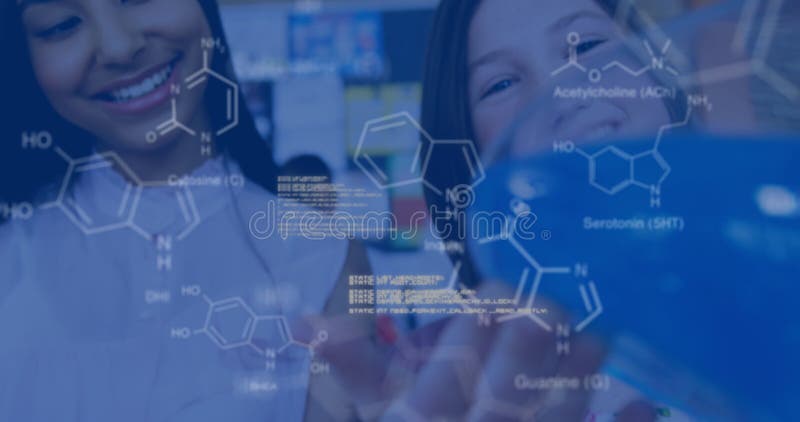 Animation of Data Processing and Chemical Formula Over Diverse ...