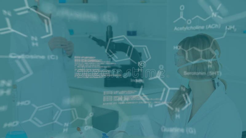 Animation of Data Processing and Chemical Formula Over Diverse ...