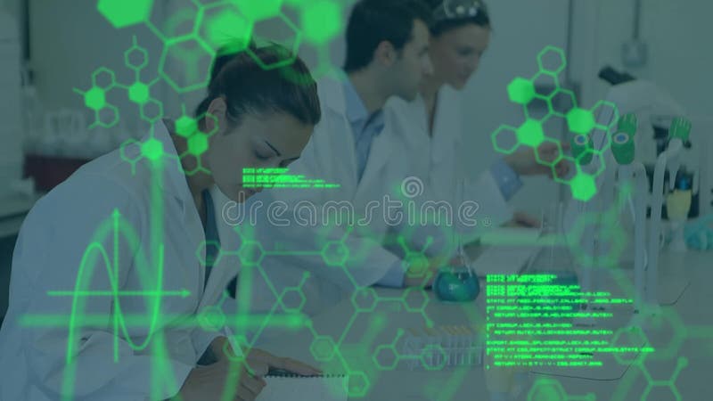 Animation of Data Processing and Chemical Formula Over Diverse ...