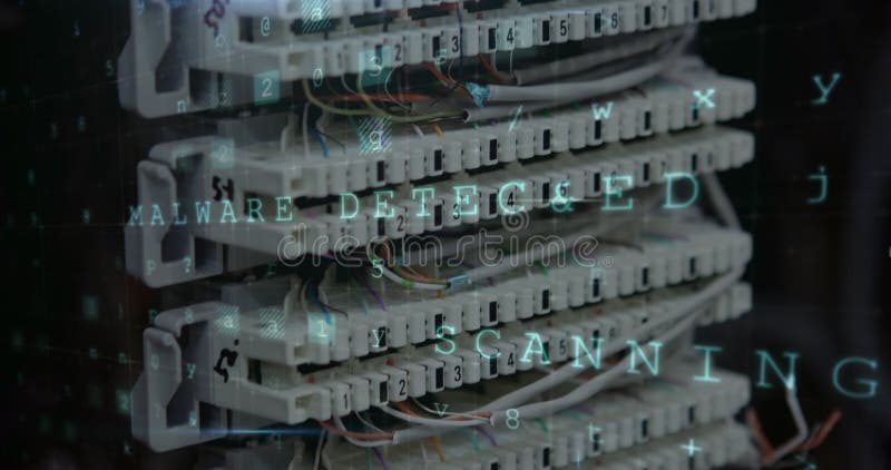 Animation Of Data Processing With Cyber Attack Warning Over Computer