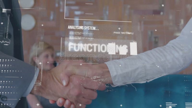 Animation of Data Processing and Diagrams Over Caucasian Business ...