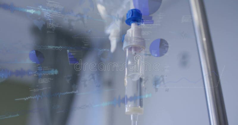 Animation of Data Processing and Diagrams Over Drip in Hospital Stock ...