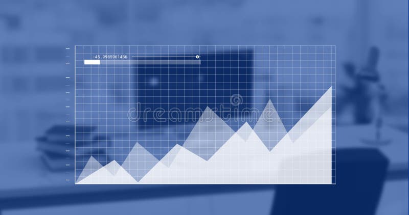 Animation of Data Processing and Diagrams Over Empty Office Stock ...