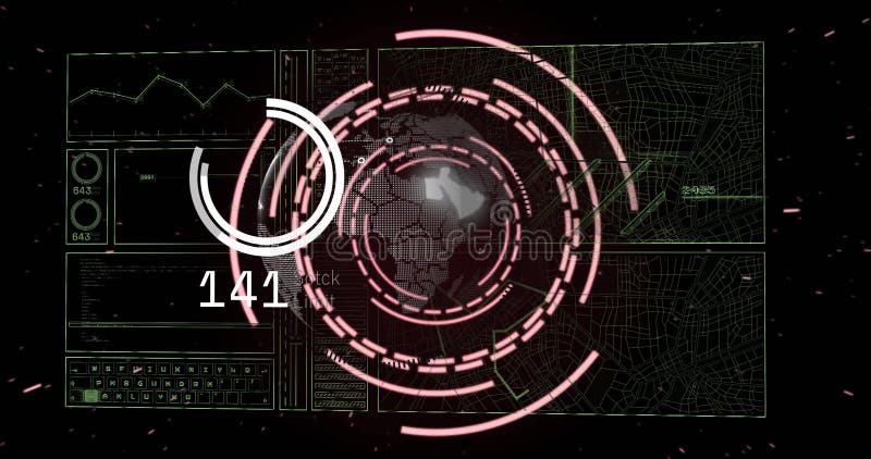 Animation of Data Processing and Diagrams Over Scope Scanning Stock ...