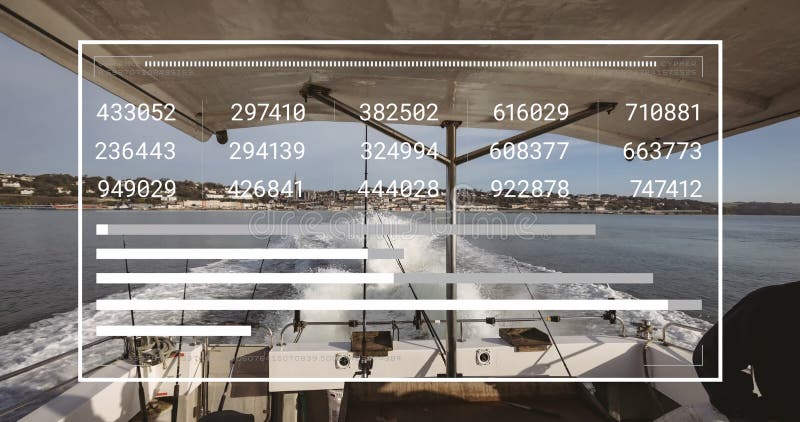 Animation of Data Processing and Diagrams Over Ship Sailing Stock Video ...