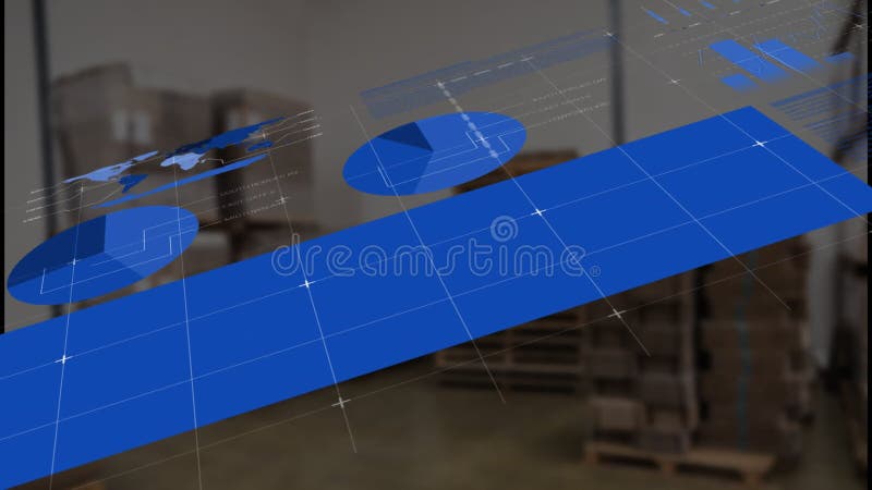 Animation of Data Processing and Diagrams Over Warehouse Stock Footage ...