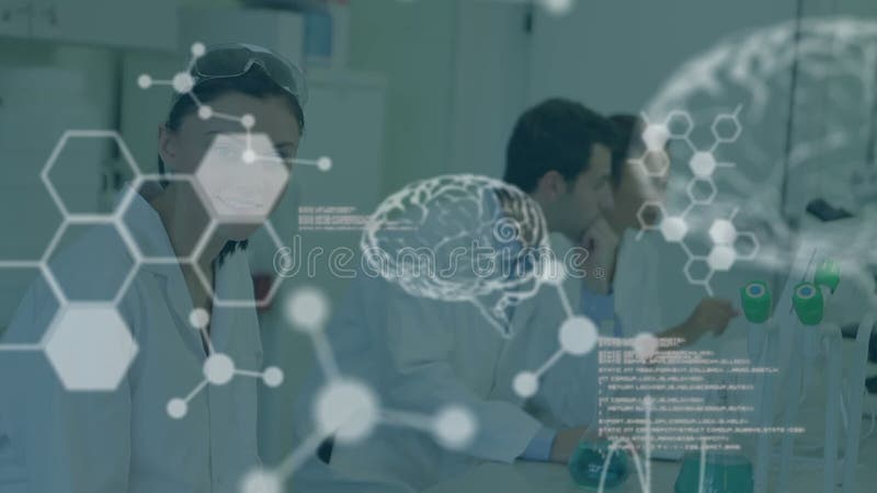 Animation of Data Processing and Digital Brain Over Diverse Scientists ...