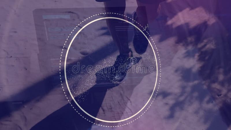 Animation of Data Processing and DNA Strand Over Caucasian Man Running ...