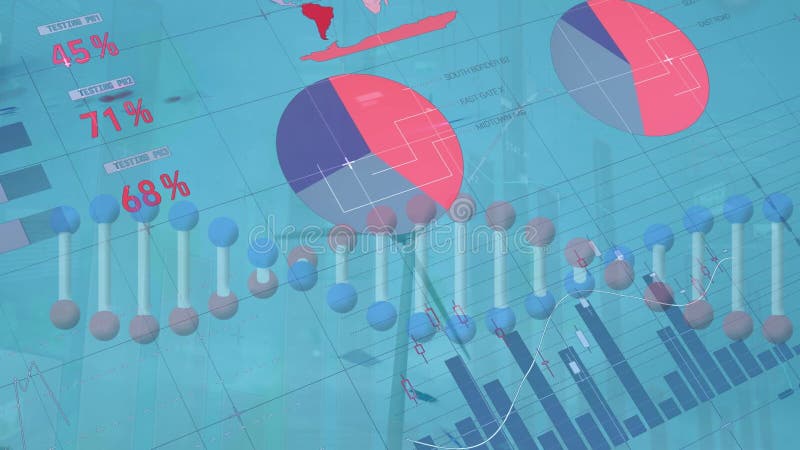 Animation of Data Processing and Dna Strand Over Wind Turbine Stock ...