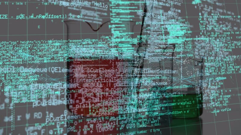 Animation of Data Processing and Dna Structure Over Chemical Pouring ...