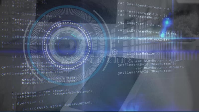Animation of Data Processing and Focus Over Computers in Office Stock ...