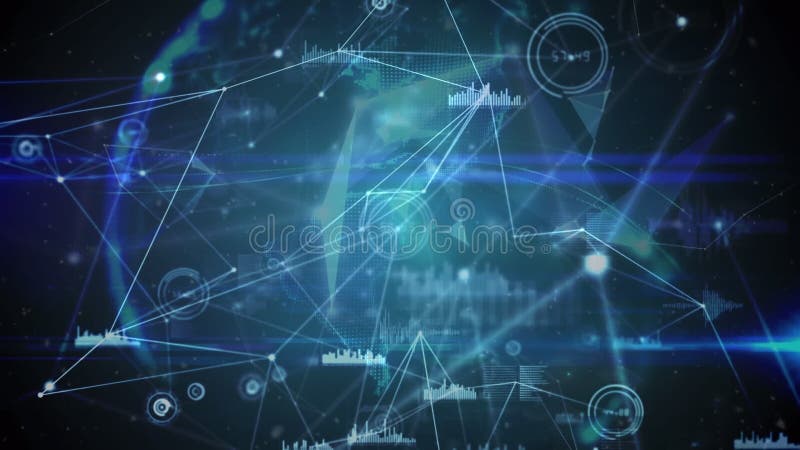 Animation of Data Processing, Globe and Network of Connections Stock ...
