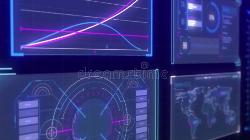 Animation of Data Processing on Glowing Charts, Graphs and World Map on ... Animation of Data Processing on Glowing Charts, Graphs and World Map on ...