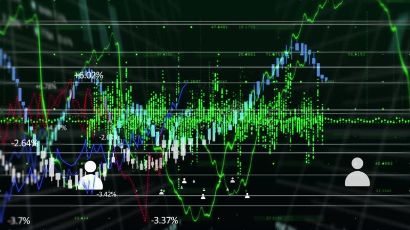 Animation of Data Processing with Graph on Black Background Stock Video ...