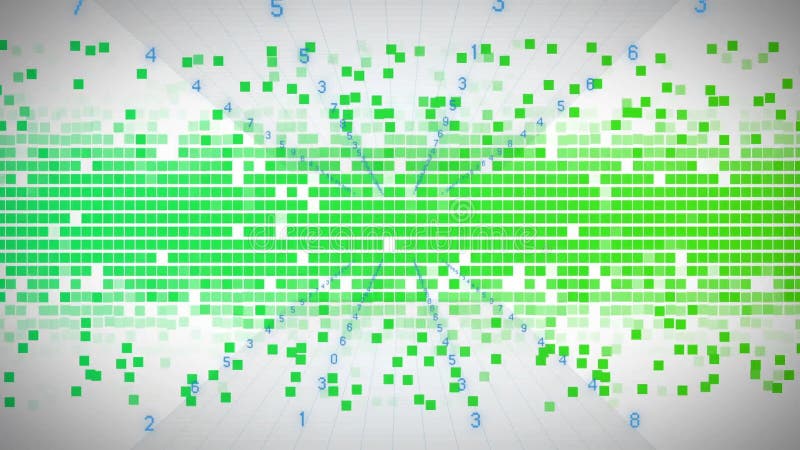 Animation of Data Processing and Green Shapes on White Background Stock ...