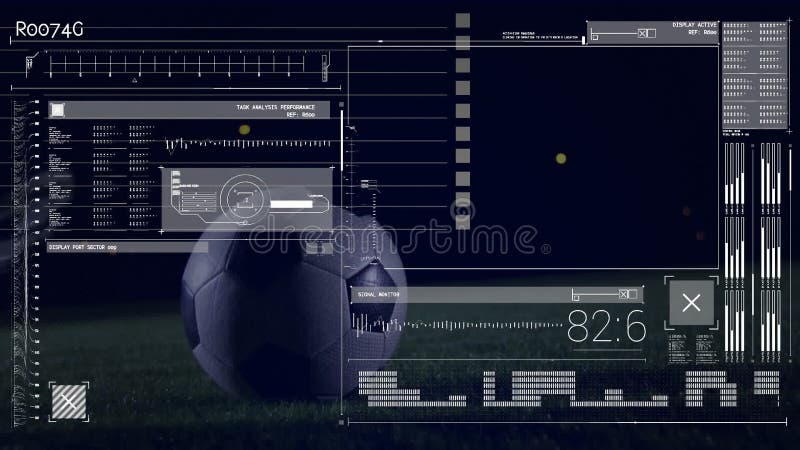 Animation of Data Processing on Interface Over Feet of Footballer ...