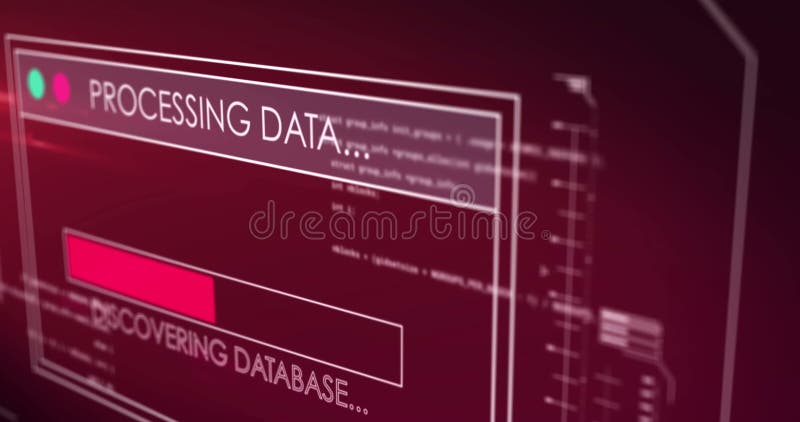 Animation of Data Processing with Loading Bar on Red Background Stock ...