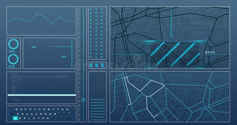 Animation of Data Processing and Map Over Scope Scanning Stock Footage ...