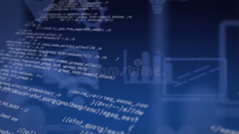 Animation of Data Processing and Media Icons on Blue Background Stock ...