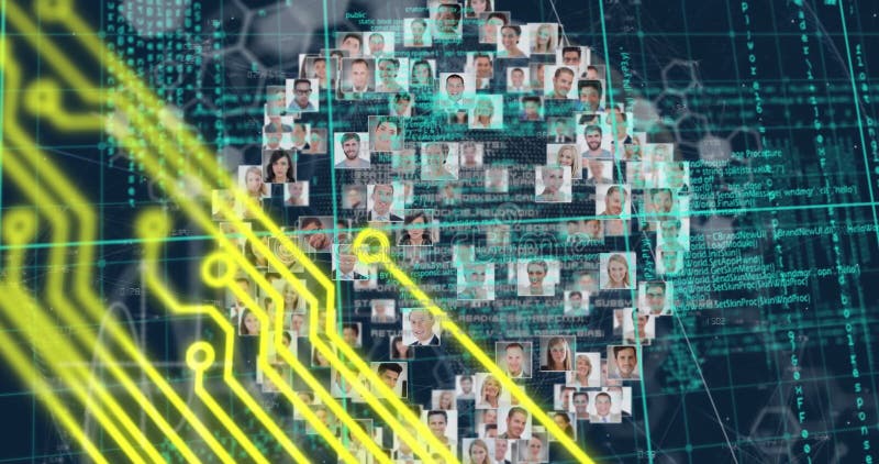 Animation of Digital Interface and Pictures of People Stock Video ...