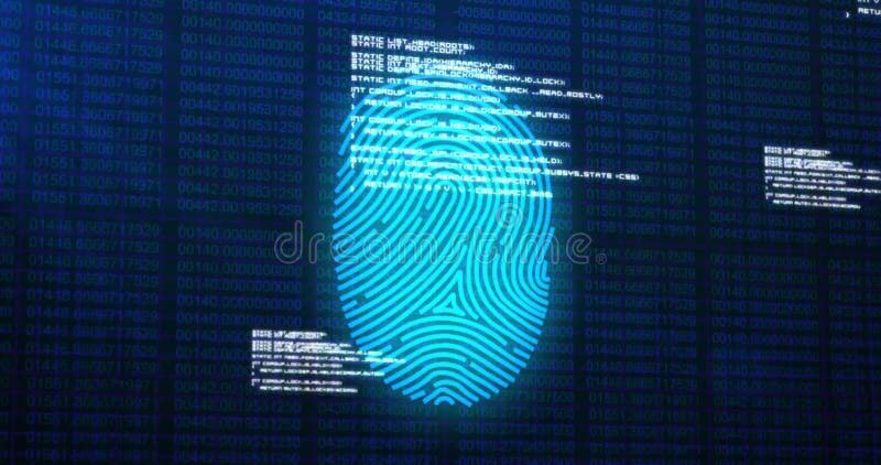 Animation of Data Processing Over Biometric Fingerprint on Dark ...